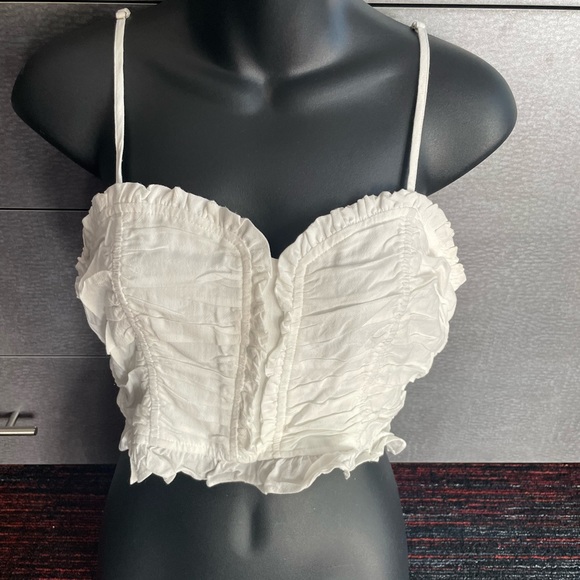Tops | Nwot Really Cute Midi Crop Top In White Bridal Inspired | Poshmark